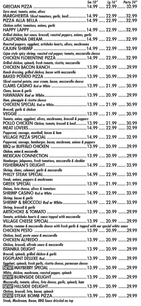VILLAGE PIZZA | MENU